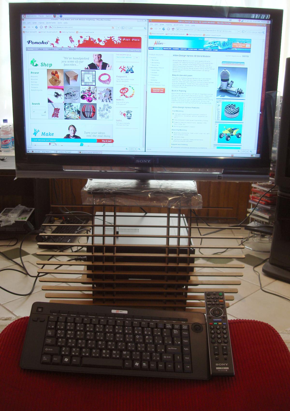 Laser cut bamboo TV stand – Madox.NET